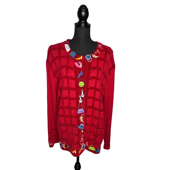 Morgan Cole | Sweaters | Vintage Morgan Cole Fun Playful Bold Red ...